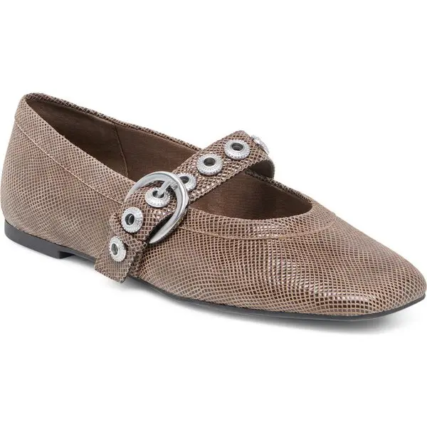 Dolce Vita Marten Mary Jane Ballet Flat - Mocha Embossed Leather