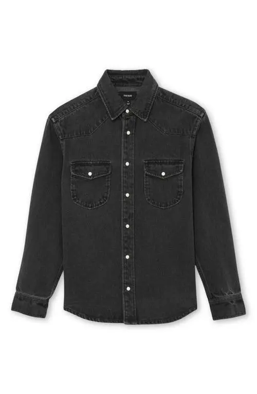 REISS Finley Denim Snap-up Shirt