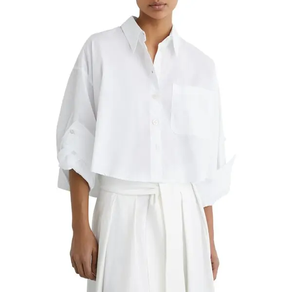 REISS Solenge Cotton Shirt - White