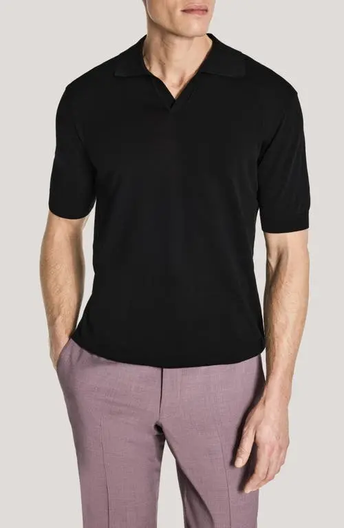 JACK VICTOR Johnny Collar Polo - Black