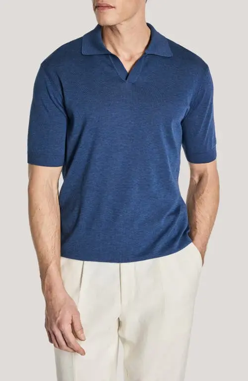 JACK VICTOR Johnny Collar Polo - Denim