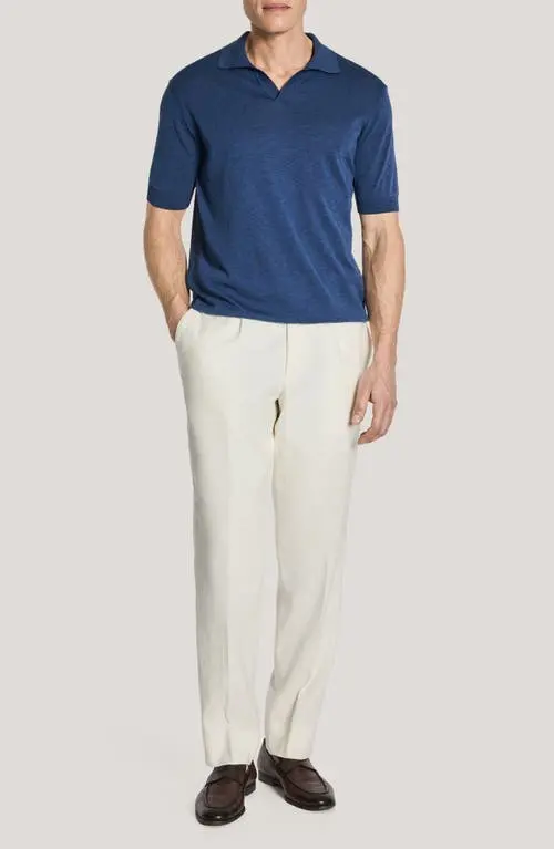 JACK VICTOR Johnny Collar Polo - Denim