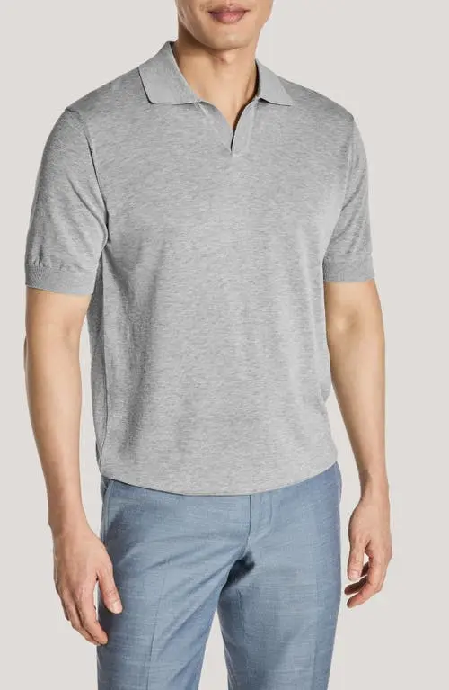 JACK VICTOR Johnny Collar Polo - Light Grey