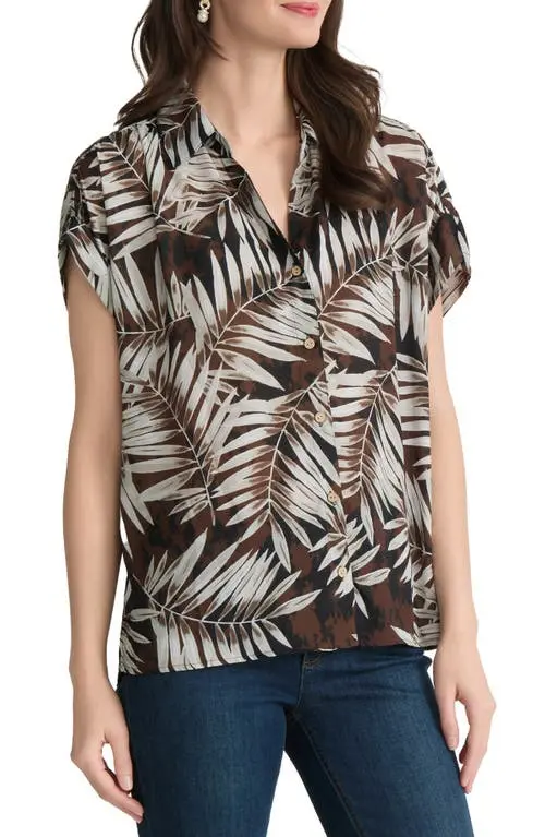 Jones New York Tropical Print Dolman Sleeve Shirt