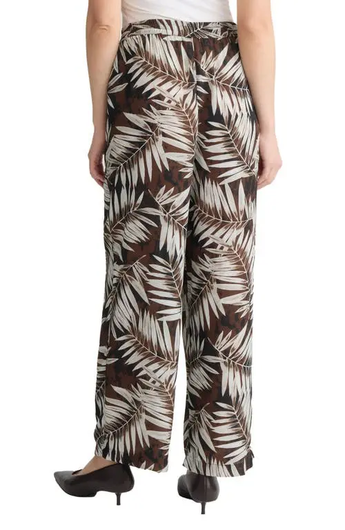 Jones New York Wide Leg Tropical Print Drawstring Pants