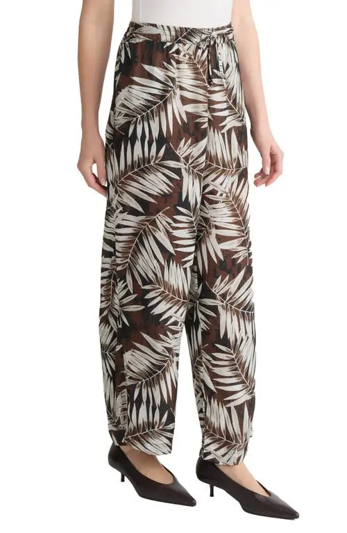 Jones New York Wide Leg Tropical Print Drawstring Pants