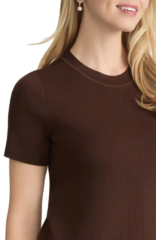 Jones New York Short Sleeve Ribbed Sweater - Fudge