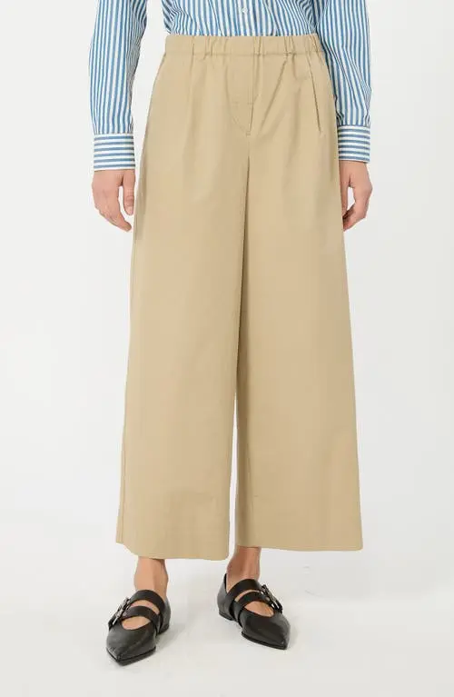 Max Mara Libero Cotton Cropped Wide-leg Trousers - Beige