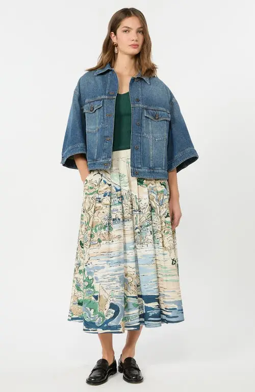 Max Mara Cotton Pleated Midi Skirt