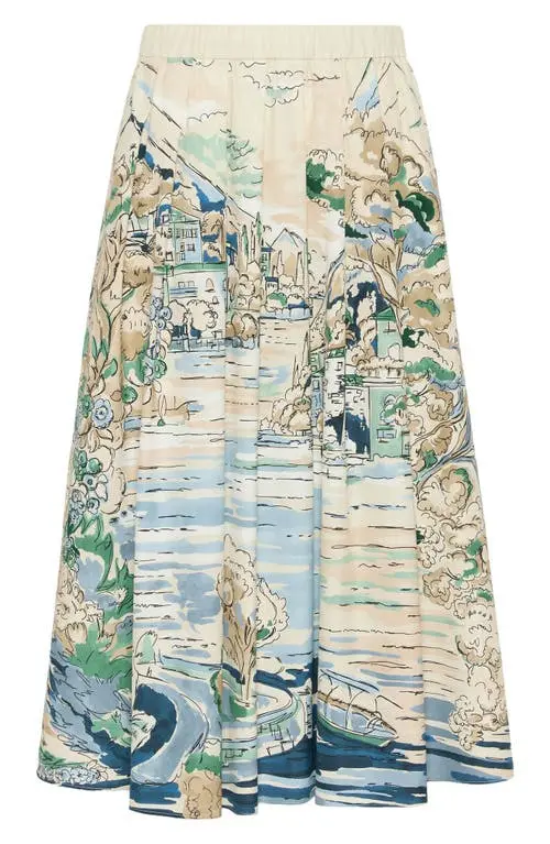 Max Mara Cotton Pleated Midi Skirt