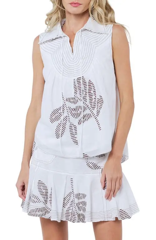 CIEBON Minah Leaf Embroidery Sleeveless Top