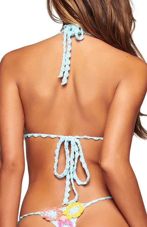I.AM.GIA Crochet Blossom Triangle Bikini Top - Blue Multi