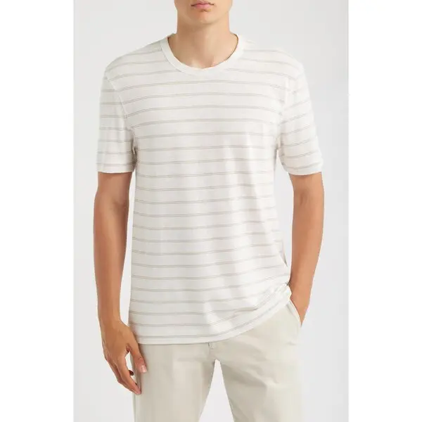 BOSS Taut Stripe Linen & Cotton T-shirt - Natural