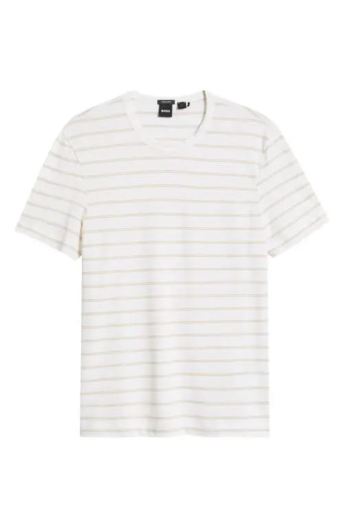 BOSS Taut Stripe Linen & Cotton T-shirt - Natural