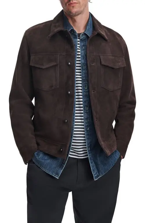 Rag & Bone Suede Trucker Jacket - Brown
