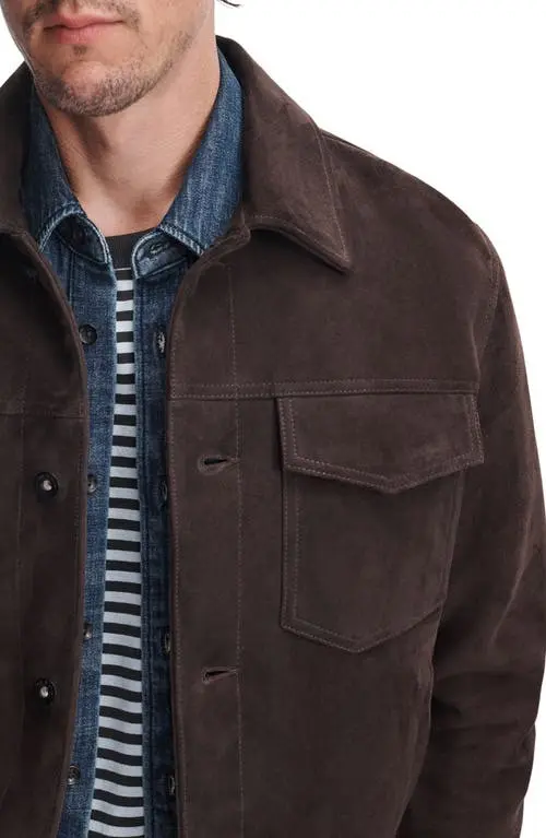 Rag & Bone Suede Trucker Jacket - Brown