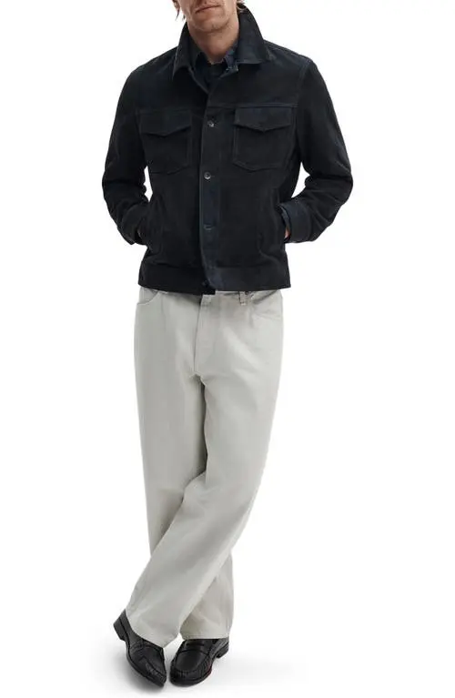 Rag & Bone Suede Trucker Jacket - Navy