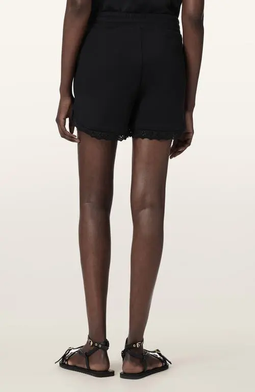 ALLSAINTS Lele Eyelet Trim Cotton Shorts - Black