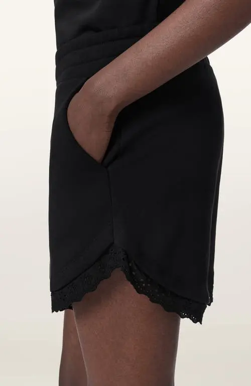 ALLSAINTS Lele Eyelet Trim Cotton Shorts - Black