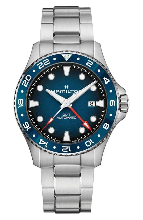 Hamilton Stainless Steel Automatic Gmt Bracelet Watch - Blue