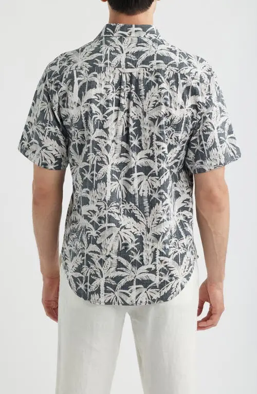 Tommy Bahama Nova Wave Nero Palms Short Sleeve Seersucker Button-up Shirt - Black