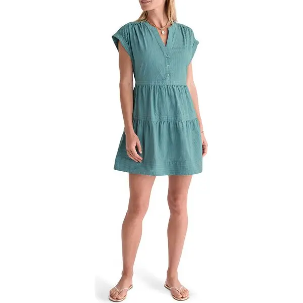 Vineyard Vines Dillon Harbor Seersucker Upf 50+ Mini Dress - Lowden/seacliff