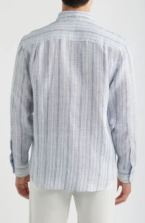 Tommy Bahama Blue Royal Stripe Linen Button-up Shirt