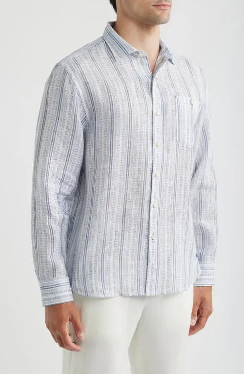 Tommy Bahama Blue Royal Stripe Linen Button-up Shirt