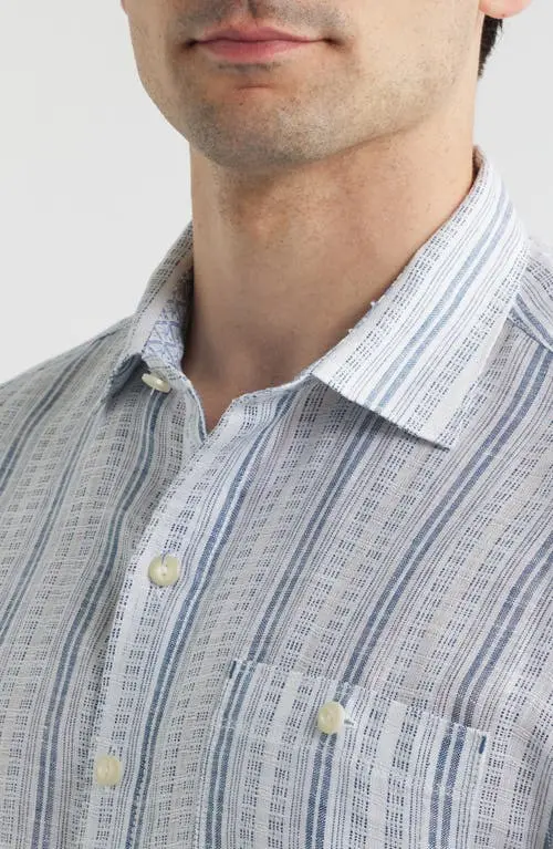 Tommy Bahama Blue Royal Stripe Linen Button-up Shirt