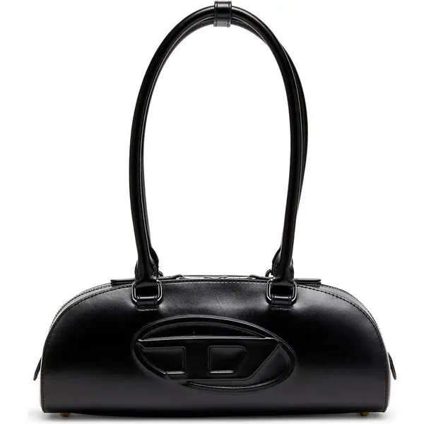 DIESEL® 1dr 2.0 Dome East/west Leather Shoulder Bag - Black