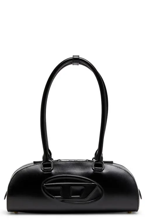 DIESEL® 1dr 2.0 Dome East/west Leather Shoulder Bag - Black