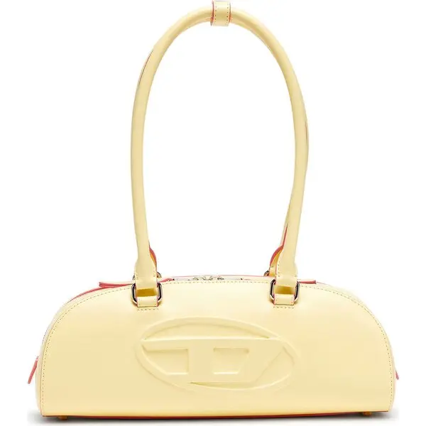 DIESEL® 1dr 2.0 Dome East/west Leather Shoulder Bag - Yellow