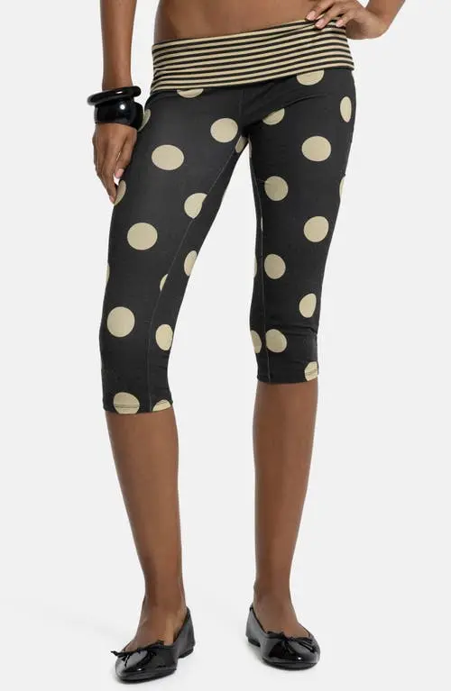 JADED LONDON Mixed Print Foldover Waist Capri Pants - Black