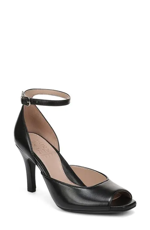 Naturalizer Asha Ankle Strap Peep Toe Pump - Black