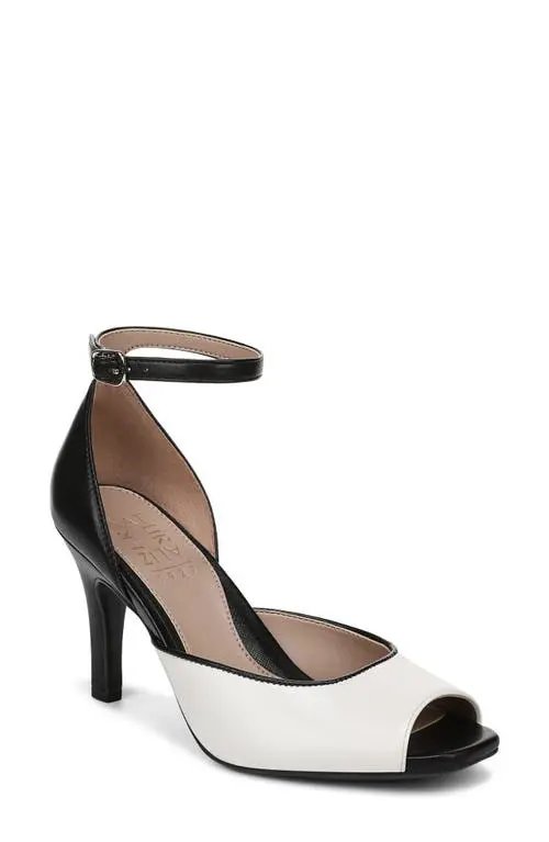 Naturalizer Asha Peep Toe Ankle Strap Pumps - Warm White/black