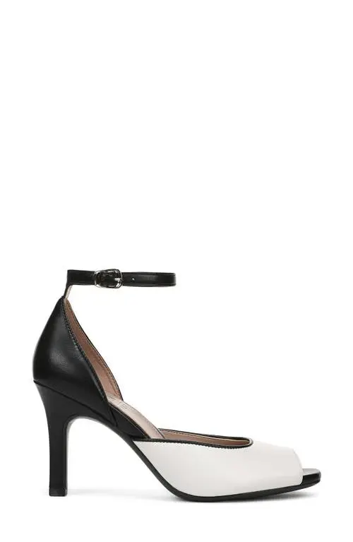 Naturalizer Asha Peep Toe Ankle Strap Pumps - Warm White/black