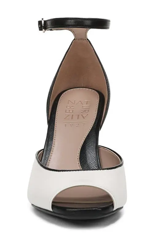 Naturalizer Asha Peep Toe Ankle Strap Pumps - Warm White/black