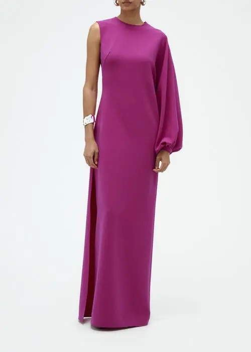 Amsale One-sleeve Column Gown - Magenta