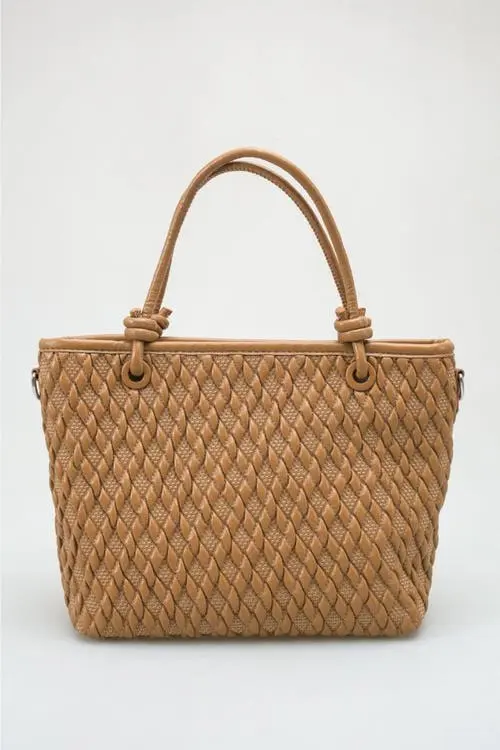 PROLOGUE SHOES Capri Woven Tote Bag With Knotted Handles