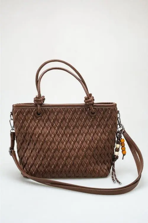 PROLOGUE SHOES Cienna Woven Top Handle Bag - Brown