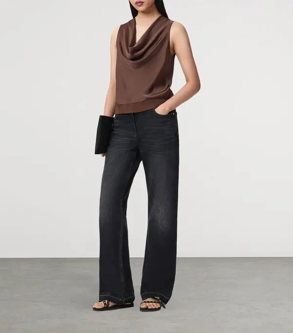 ALLSAINTS Zoey Satin Cowl Neck Tank Top