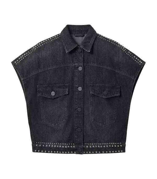 ALLSAINTS Alba Sleeveless Denim Shirt - Black