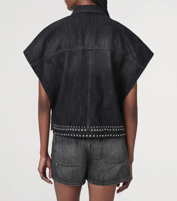 ALLSAINTS Alba Sleeveless Studded Denim Shirt - Black
