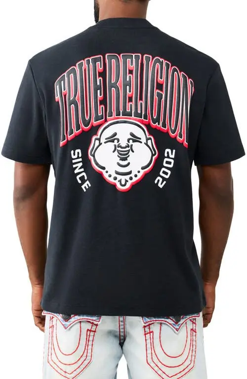 True Religion Buddha Cotton Graphic Henley
