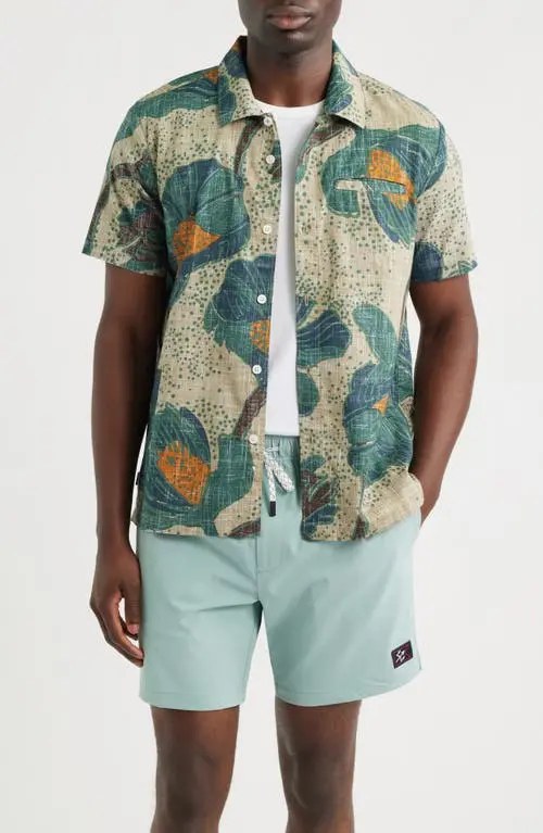 DARK SEAS Bloom Floral Cotton Camp Shirt - Aloe