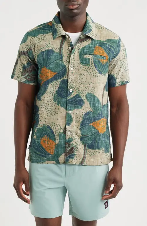 DARK SEAS Bloom Floral Cotton Camp Shirt - Aloe
