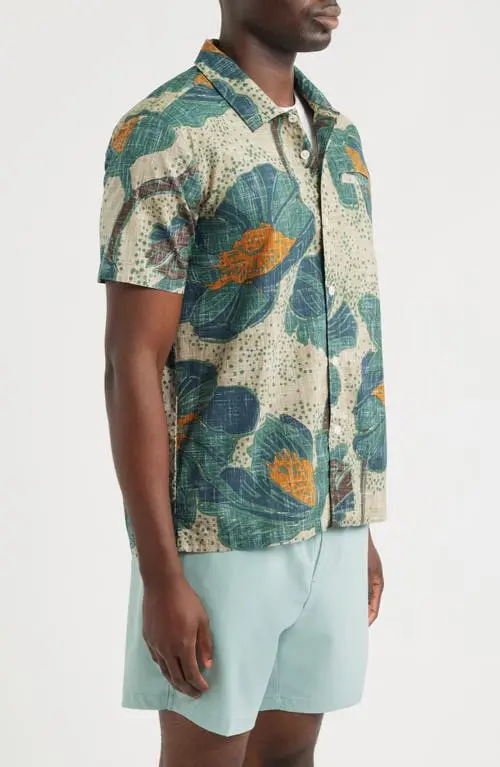 DARK SEAS Bloom Floral Cotton Camp Shirt - Aloe