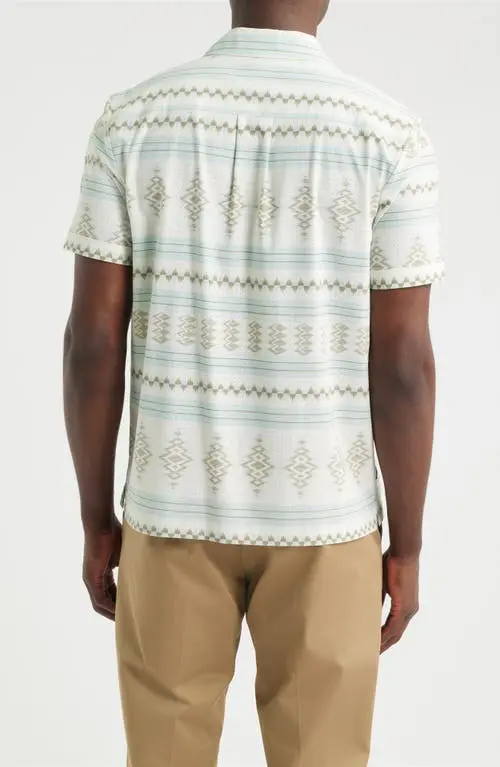 DARK SEAS Palmetto Geo Pattern Cotton Camp Shirt - Off-white/blue