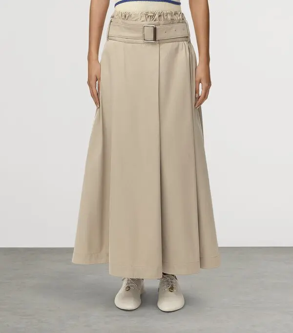 Loewe Cotton-silk Belted Maxi Skirt