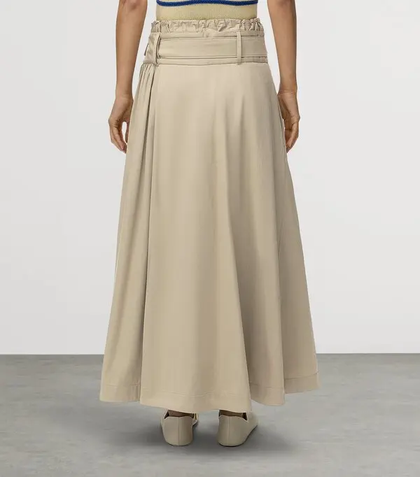 Loewe Cotton-silk Belted Maxi Skirt